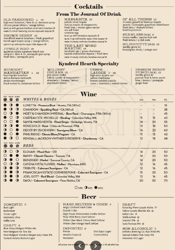 Kyndred Hearth Restaurant Menu | Burgers, Pizza & Pasta in Eagan